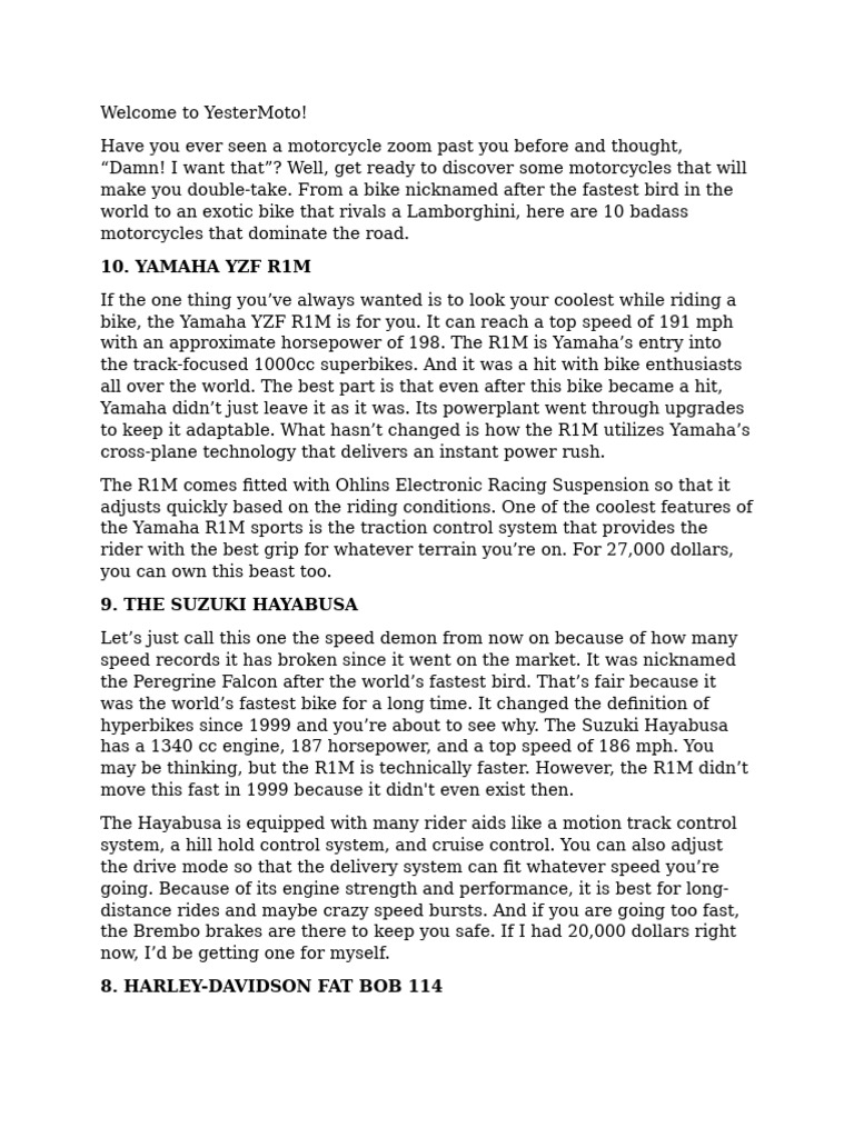 10 Most Badass Motorcycles That Dominate The Road | PDF | Motorcycle ...