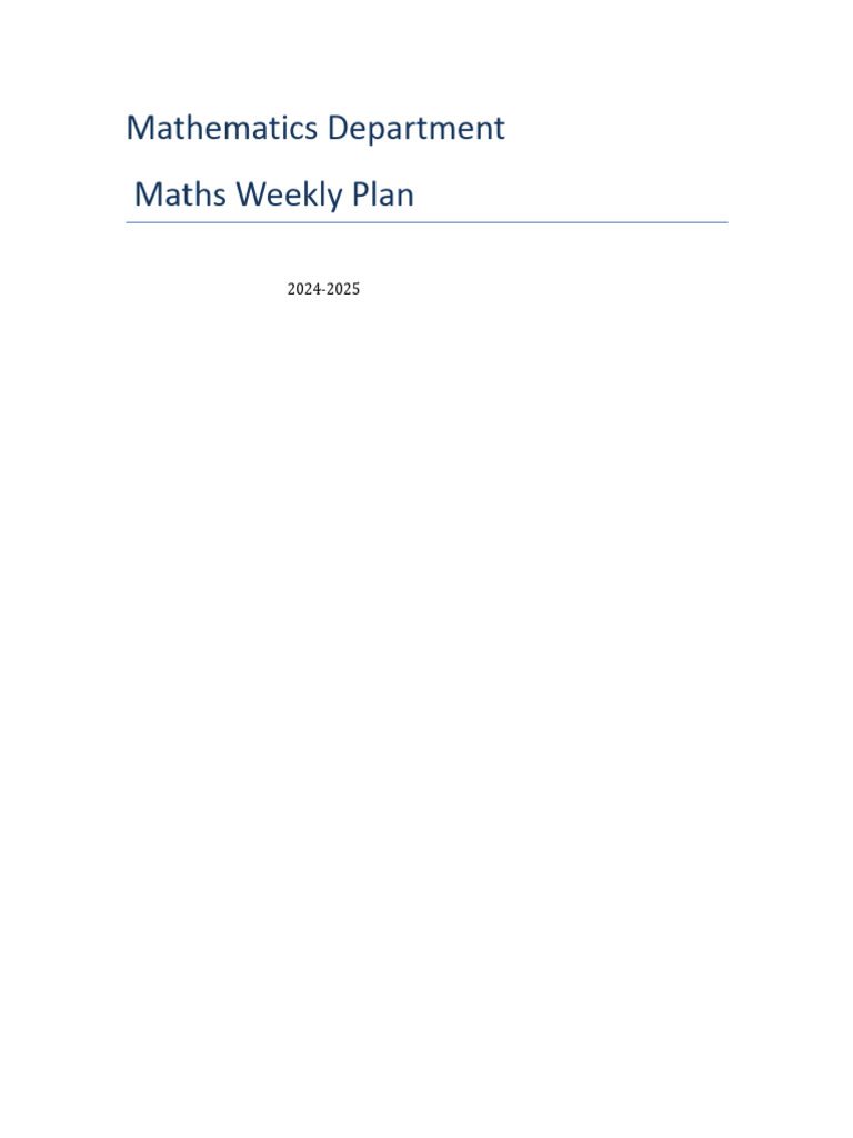Grade 1-3 Maths Weekly Plans 2024-2025 | PDF | Mathematics