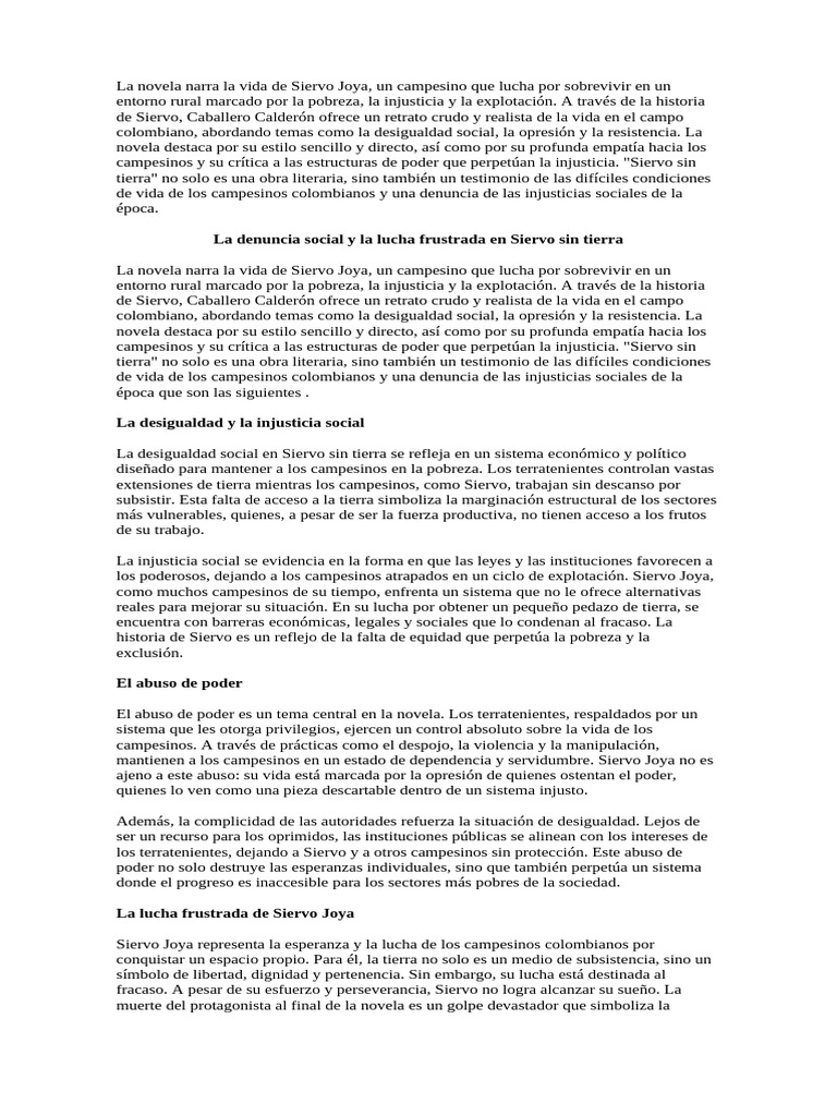 Desigualdad y lucha en "Siervo sin tierra" | PDF | Campesino | Servidumbre
