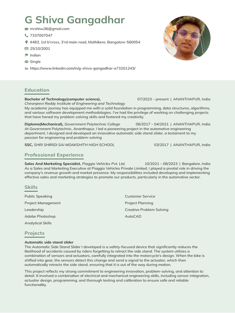 G Shiva Gangadhar FlowCV Resume 20240128 | PDF | Engineering | Computing