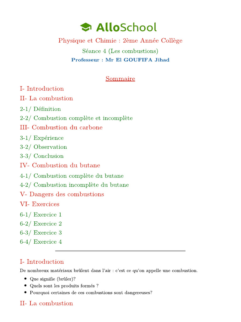 Seance 4 Les Combustions 1 | PDF