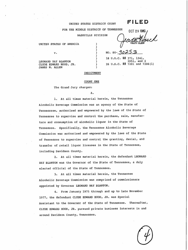 Indictment: Ray Blanton | PDF