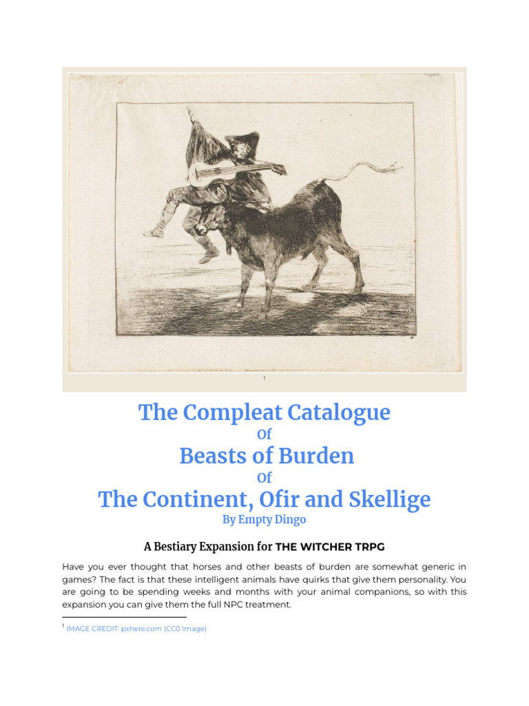 Beasts of Burden Bestiary for Witcher TRPG | PDF | Horse Gait | Horses