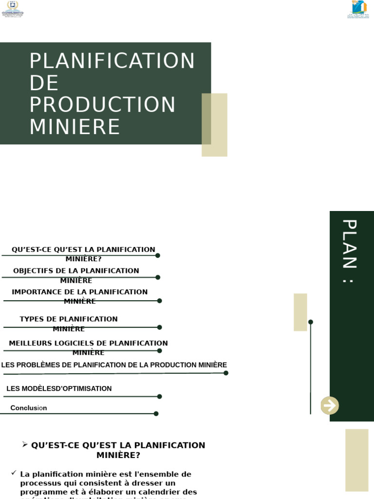 Planification Miniere | PDF | Exploitation minière | Planification