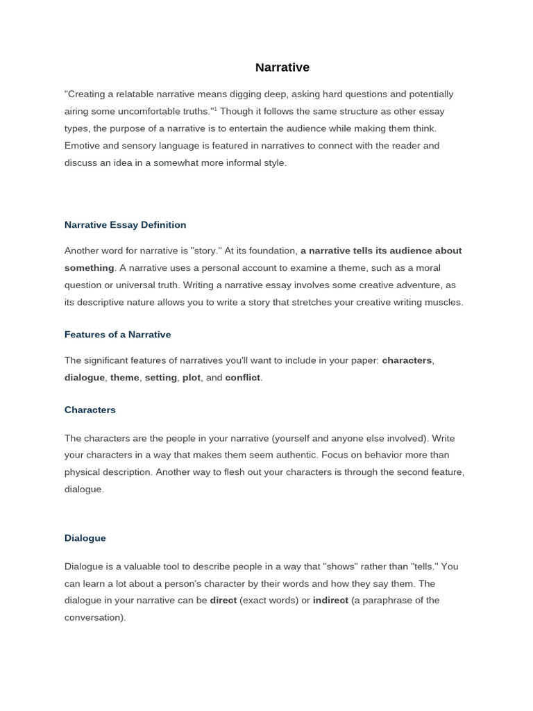 Narrative Writing Guidelines | PDF | Narrative | Essays