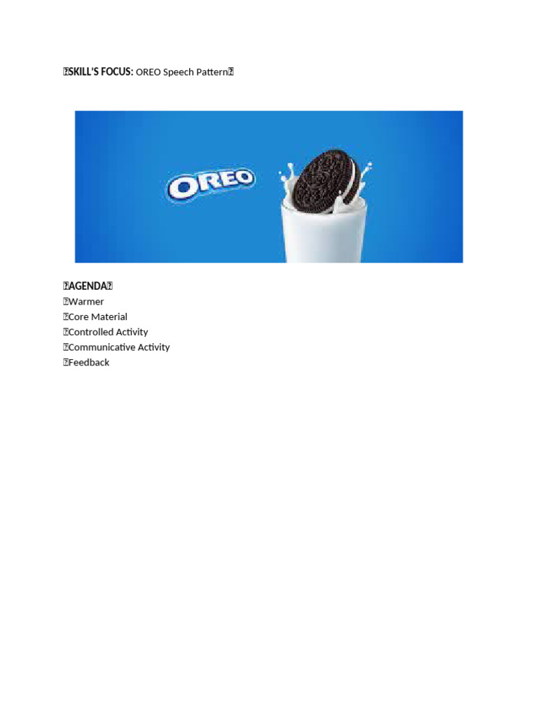 OREO Speech Pattern | PDF | Sushi | Milk
