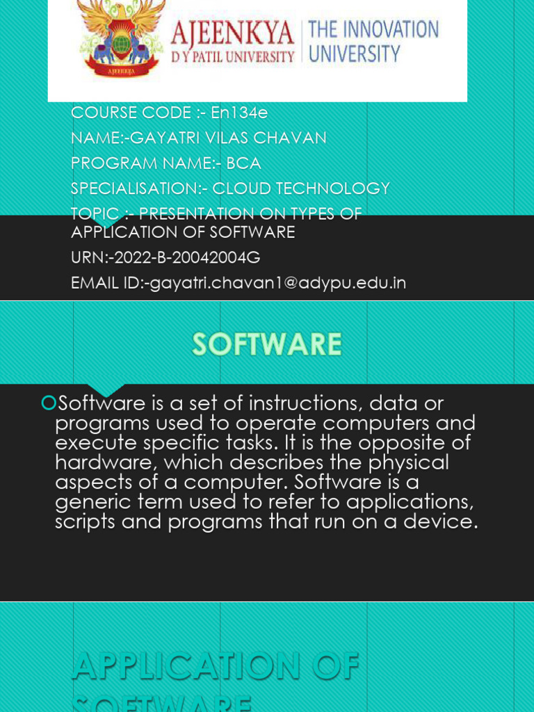 Presentation1 types of application of software | PDF | Application Software | Software