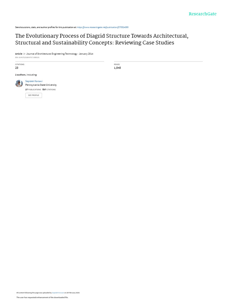 The Evolutionary Process of Diagrid Structure Towards Architectural Structural and ...