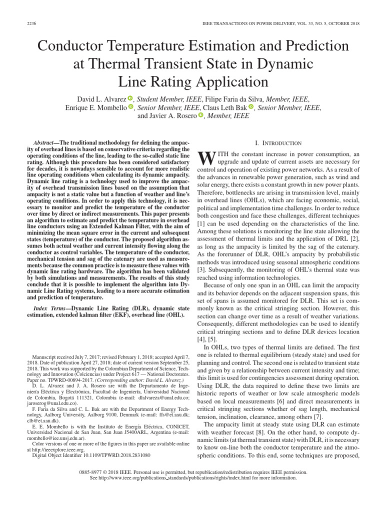 Conductor Temperature Estimation and Prediction at Thermal Transient ...