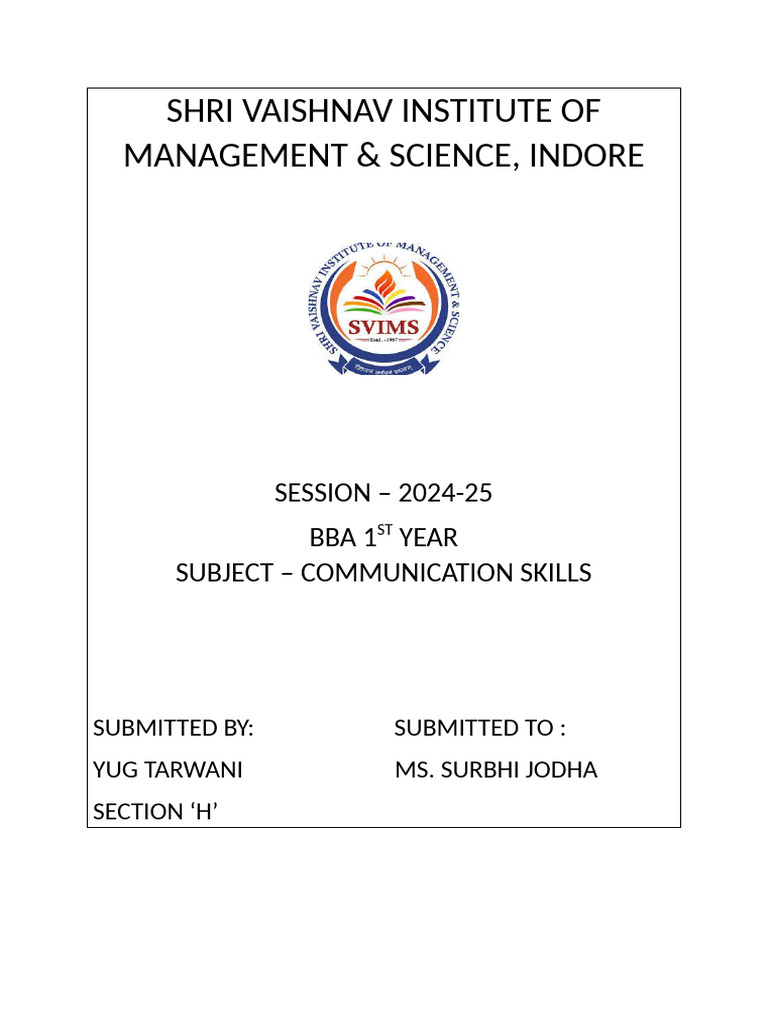 SHRI VAISHNAV INSTITUTE OF MANAGEMENT | PDF