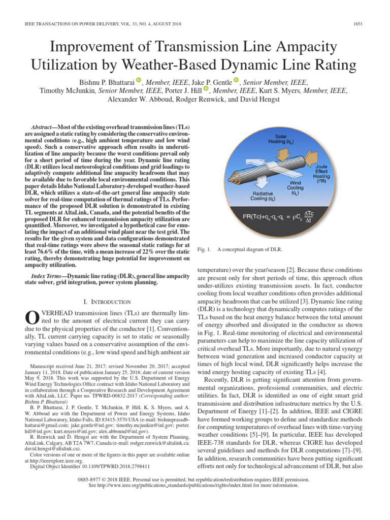 Improvement of Transmission Line Ampacity Utilization by Weather-Based Dynamic Line Rating | PDF ...