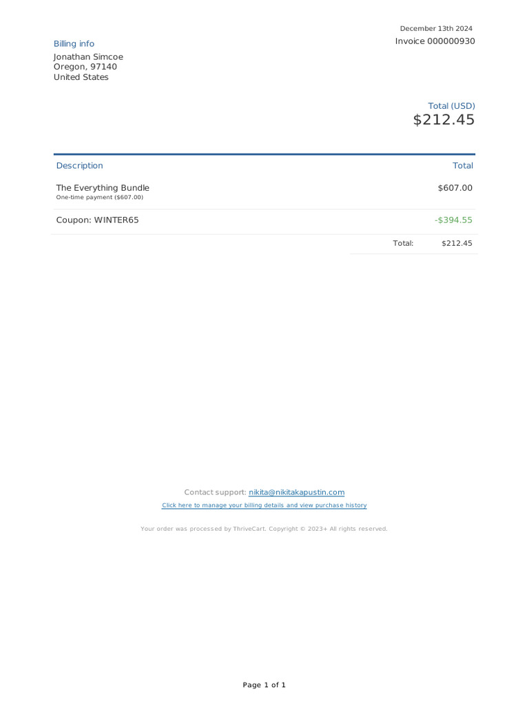 Nikita Kapustin LLC - Invoice 000000930 | PDF