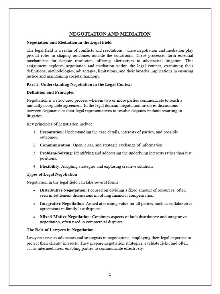 Negotiation and Mediation | PDF | Mediation | Negotiation