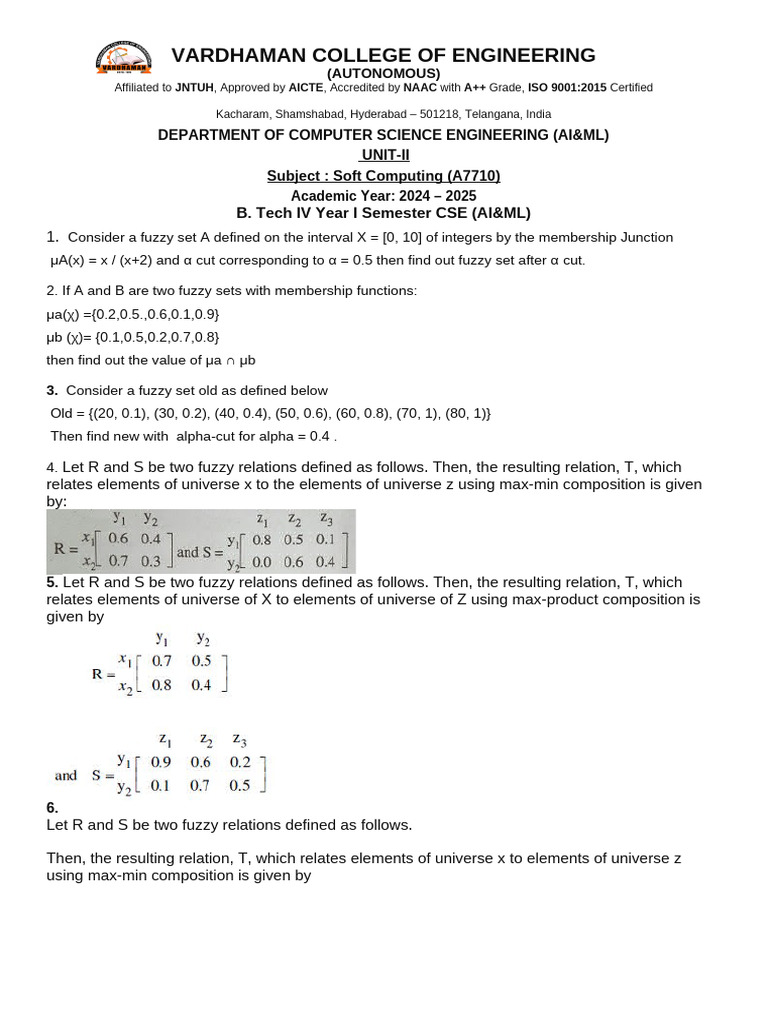 Question Bank From UNIT-2 | PDF | Fuzzy Logic | Logic