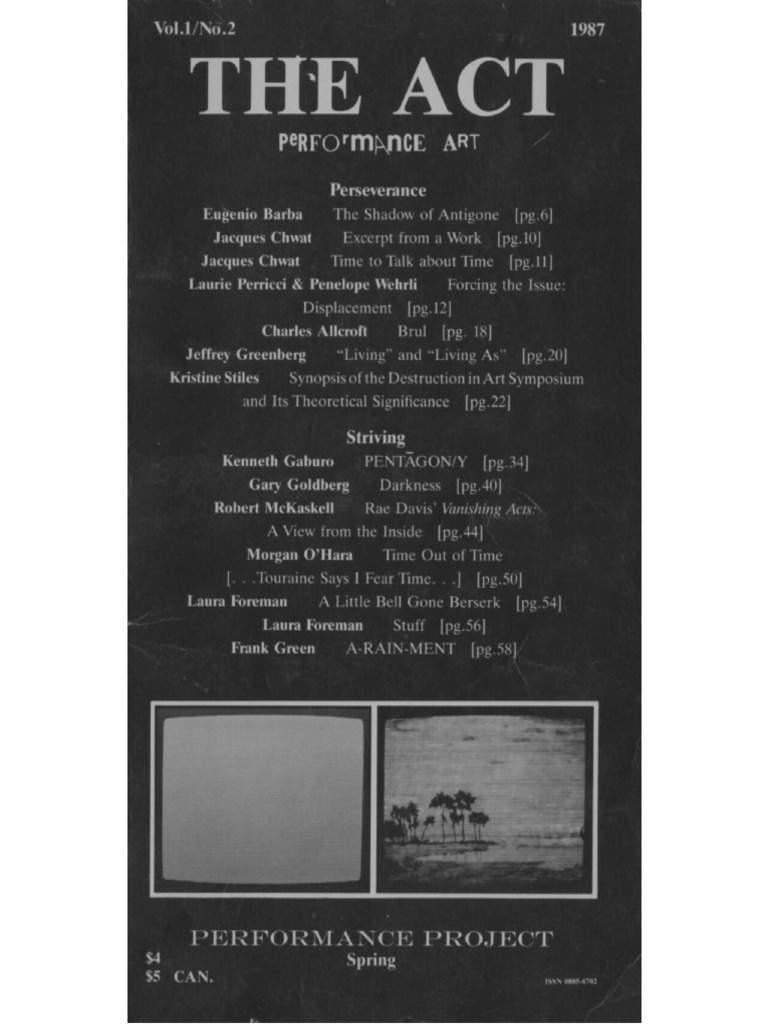 Stiles Kristine 1987 Synopsis of The Destruction in Art Symposium and ...