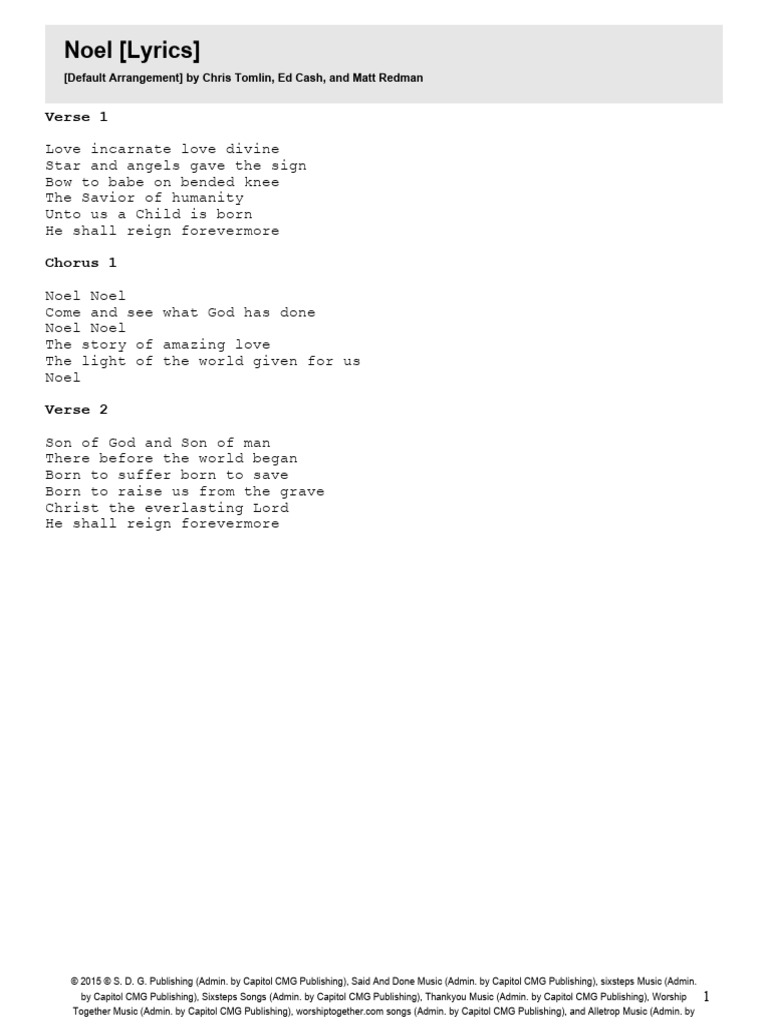 Noel Lyrics | PDF