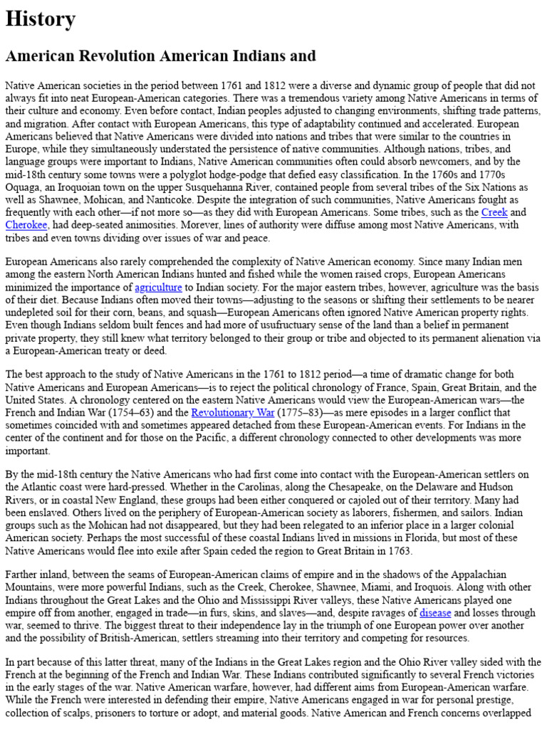 American Revolution American Indians and | PDF | Tecumseh | Native ...
