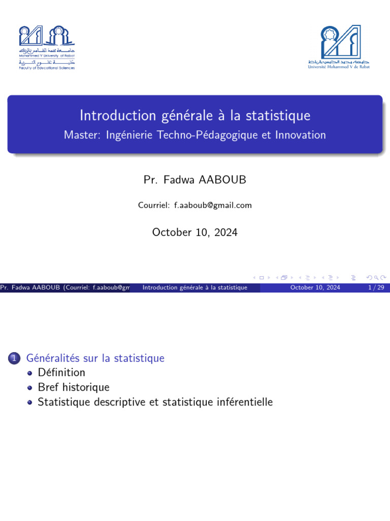 Introduction à la statistique générale | PDF | Statistiques ...