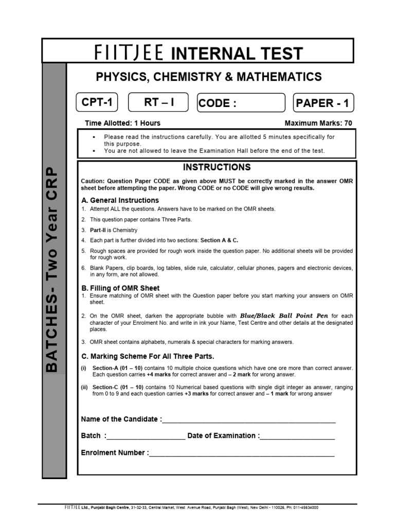 Rit 1 Fiitjee | PDF | Chemistry | Organic Chemistry