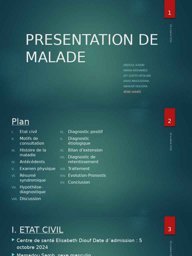 PRESENTATION DE MALADE | PDF | Vésicule biliaire | Abdomen