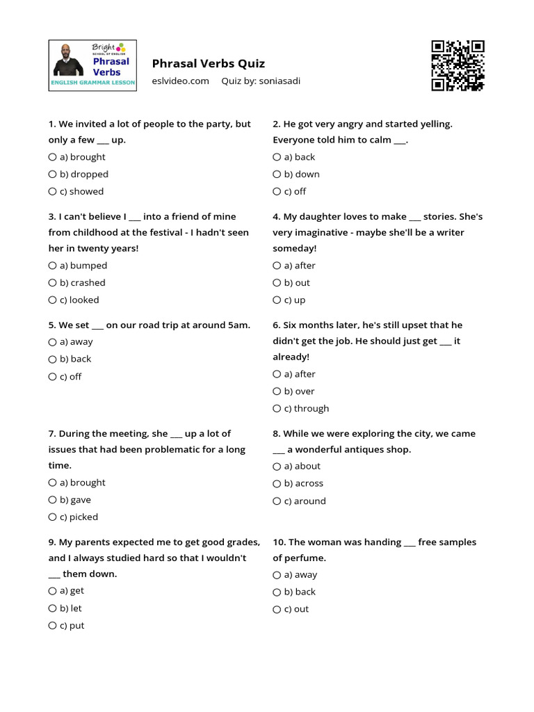 Phrasal Verbs Quiz | PDF