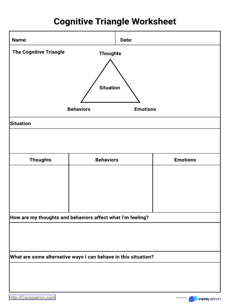 Cognitive Triangle Worksheet Example | PDF