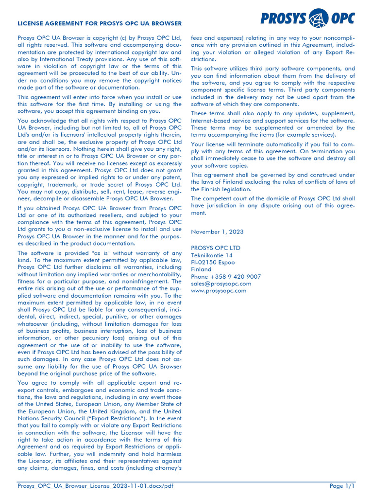 Prosys OPC UA Browser License | PDF | License | Copyright
