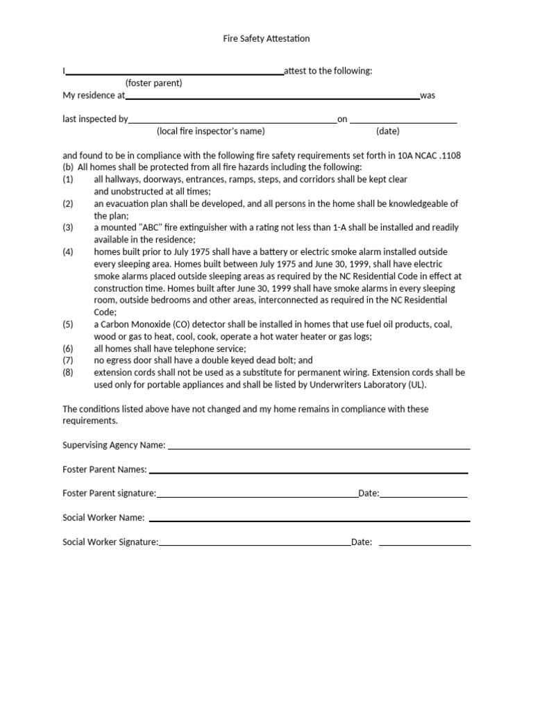 Fire Safety Compliance Attestation Form | PDF