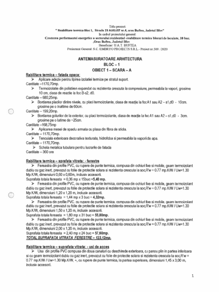 Antemasuratoare Bloc 1 | PDF