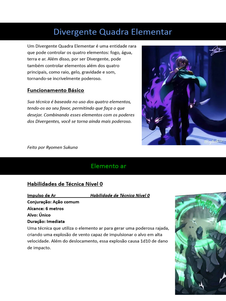Habilidades de um Divergente Quadra Elementar | PDF | Relâmpago | Espada
