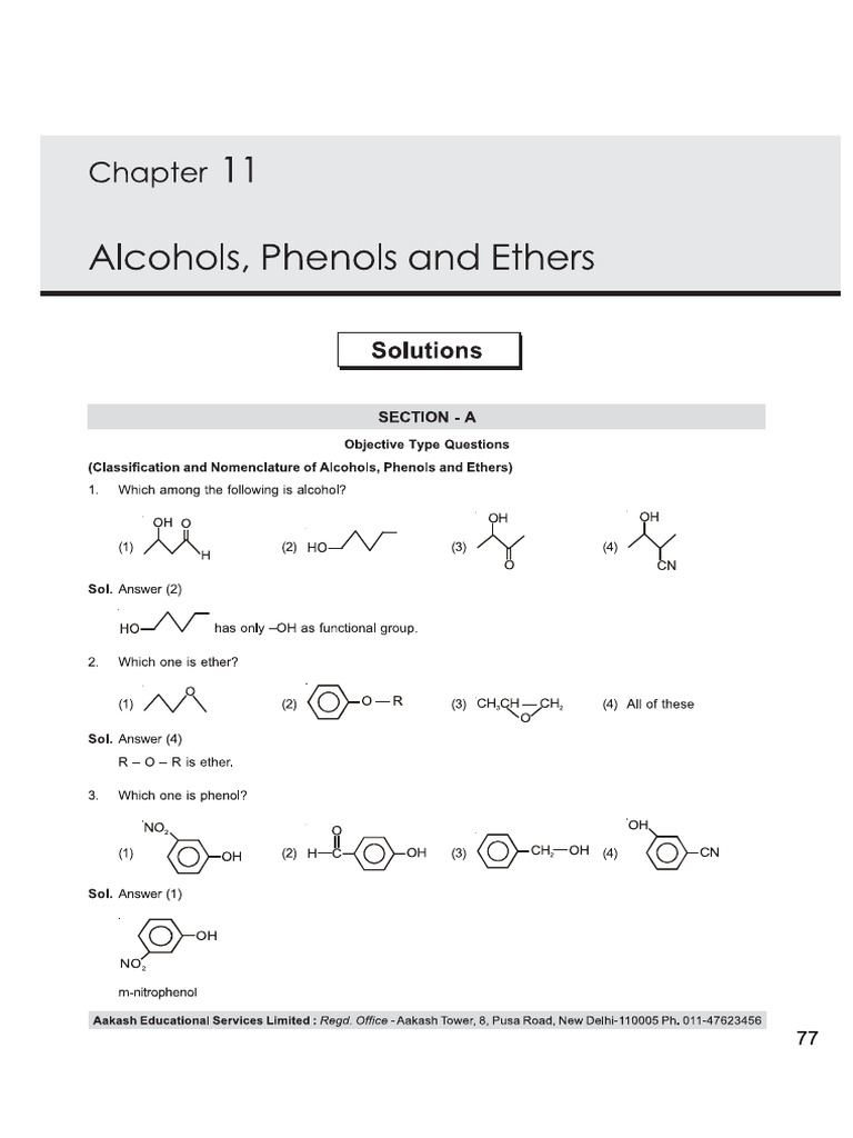 Alcohols Phenols and Ethers | PDF