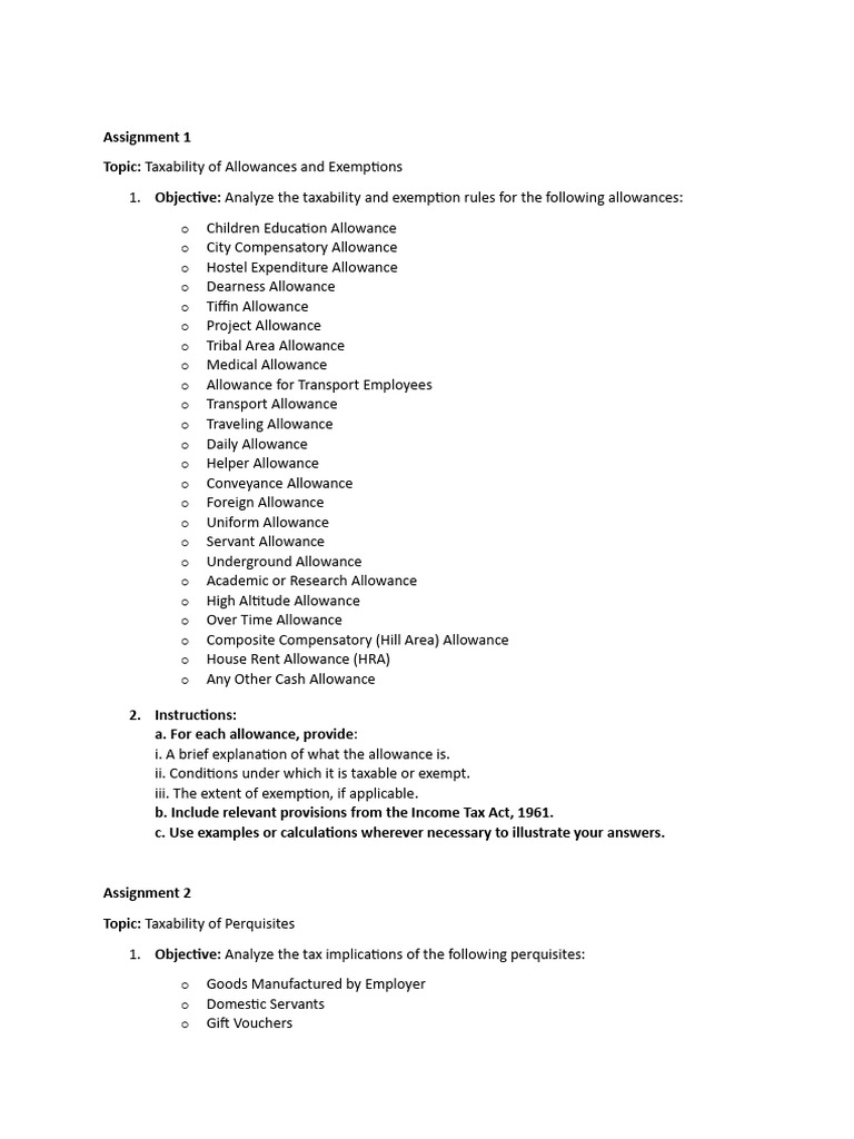 Tax Assignment For B.com 5th Sem NCWEB | PDF | Employee Benefits | Taxes