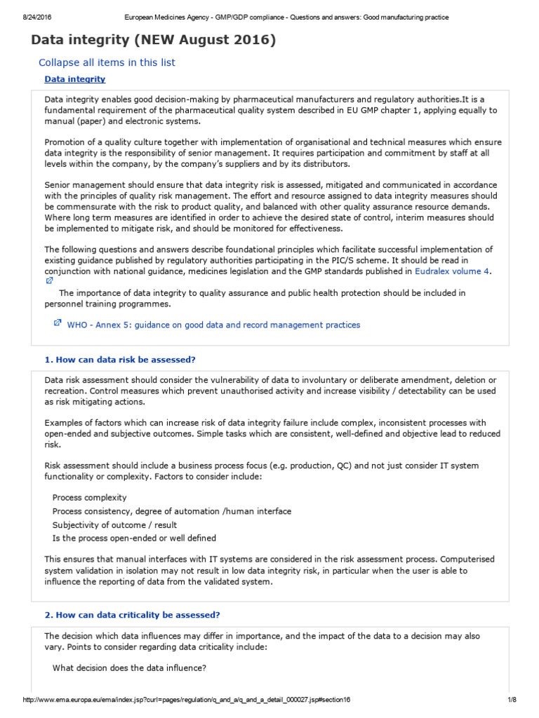 European Medicines Agency - GMP - GDP Compliance - Questions and ...