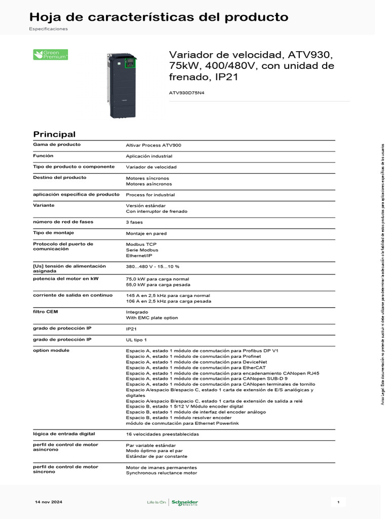 Schneider Electric - Altivar-Process-ATV900 - ATV930D75N4 | PDF | Relé ...