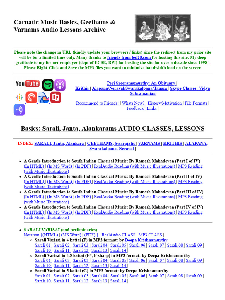 South Indian Classical (Carnatic) Music Basics (Sarali, Janta, Alankaram), Geethams & Varnams ...