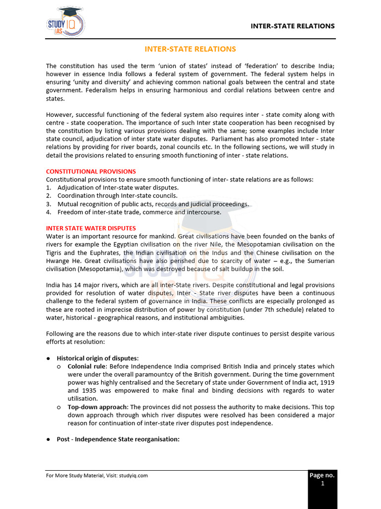 INTER-STATE-RELATIONS_1682066431 | PDF | Government