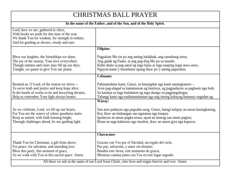 CHRISTMAS BALL PRAYER | PDF