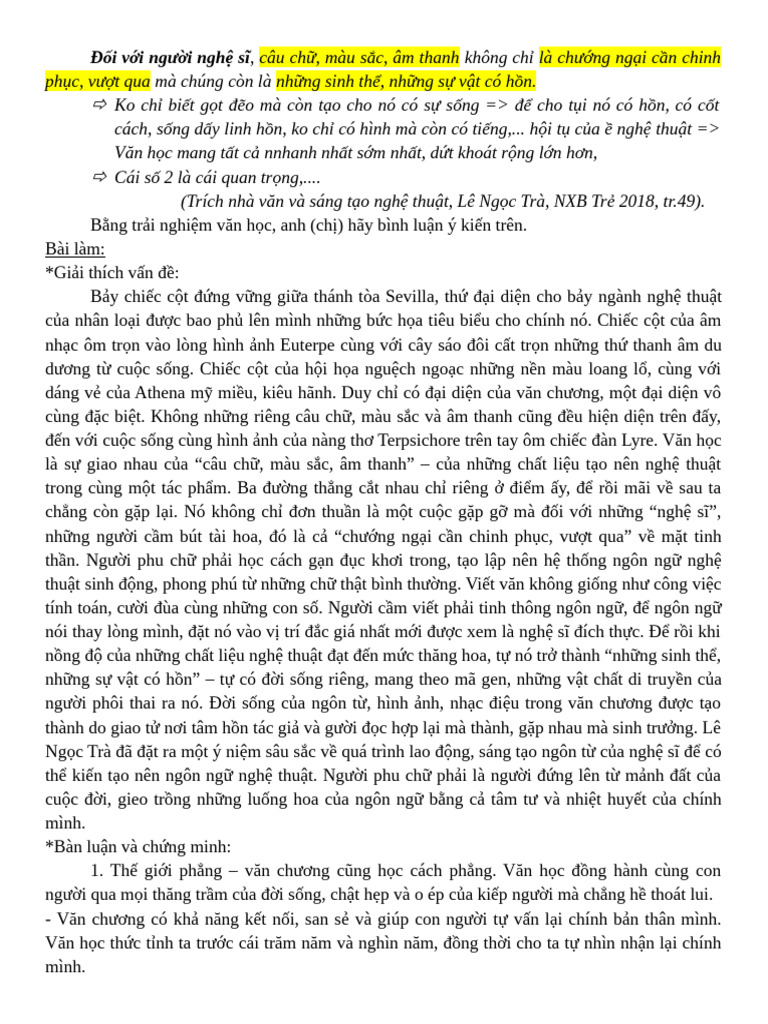 Dàn Ý VH QG 1 | PDF