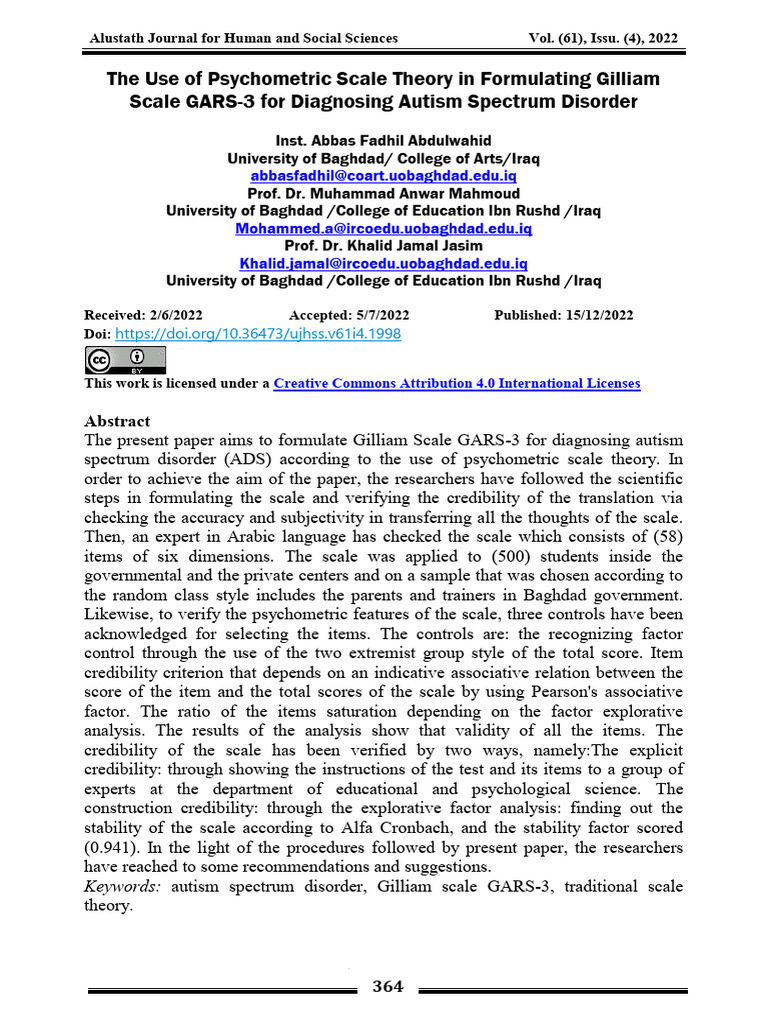 The Use of Psychometric Scale Theory in | PDF | Validity (Statistics ...