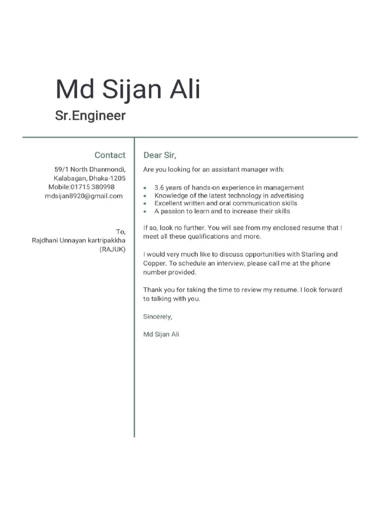 MD Sijan Ali Cv-24.10.24 | PDF | Electrical Substation | Electricity
