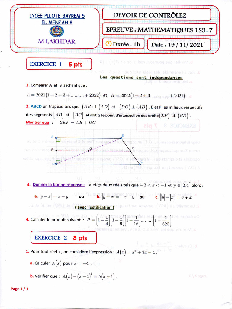 DC2 1ere Lakhder 21 22 | PDF