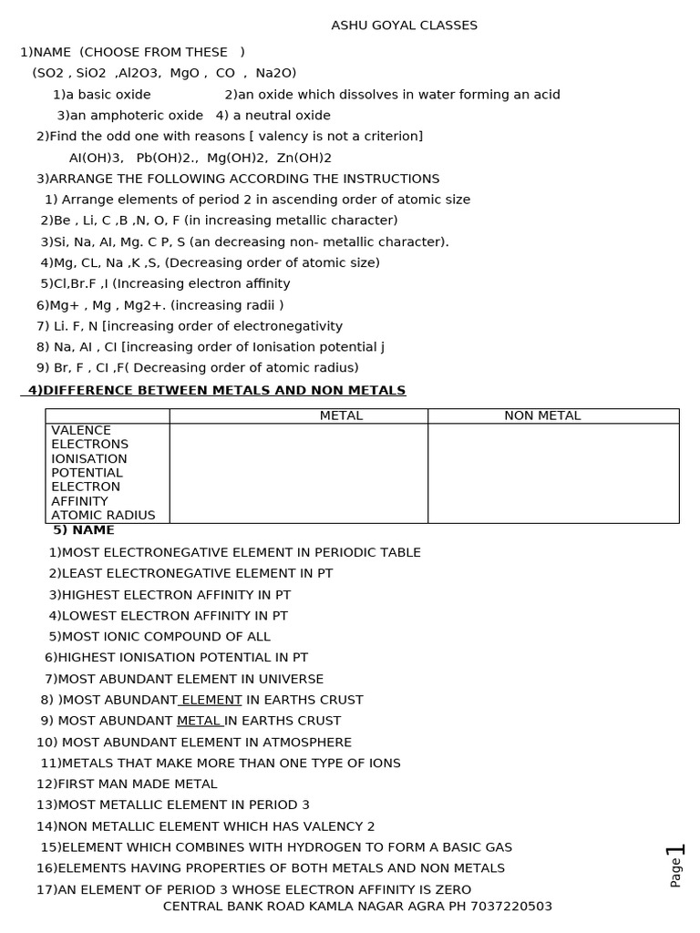 Periodic Table Worksheet | PDF | Ion | Chemical Elements