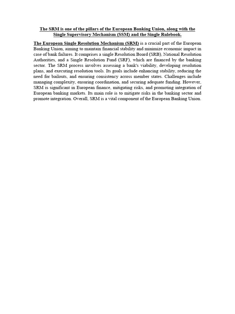 Pillars of The European Banking Union | PDF