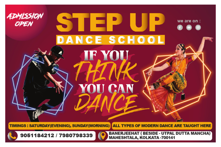 6X4 Ft. Step Up Dance School Banner Design | PDF
