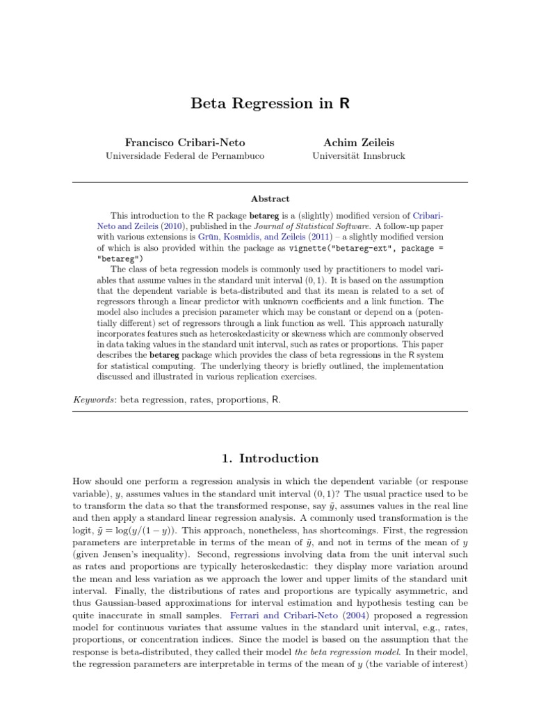Introduction to Beta Regression in R | PDF | Regression Analysis ...