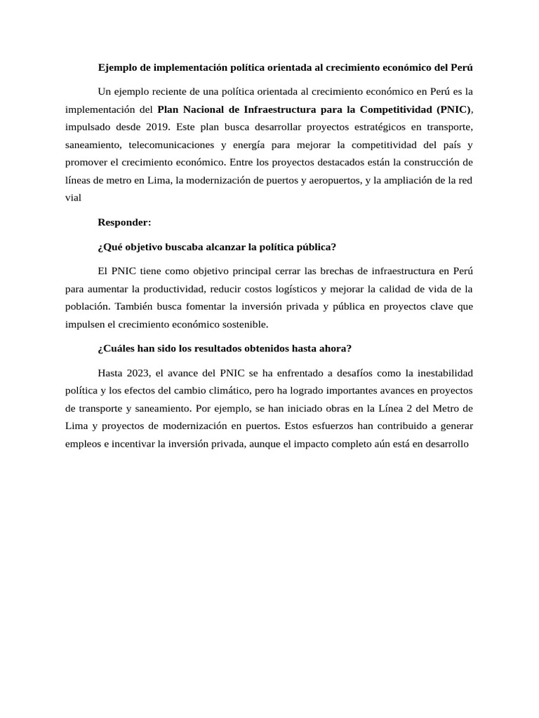 Impacto del PNIC en el Crecimiento de Perú | PDF | Infraestructura | Perú