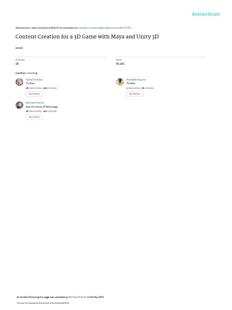 Content Creation For A 3D Game With Maya and Unity | PDF | Texture Mapping | Rendering (Computer ...