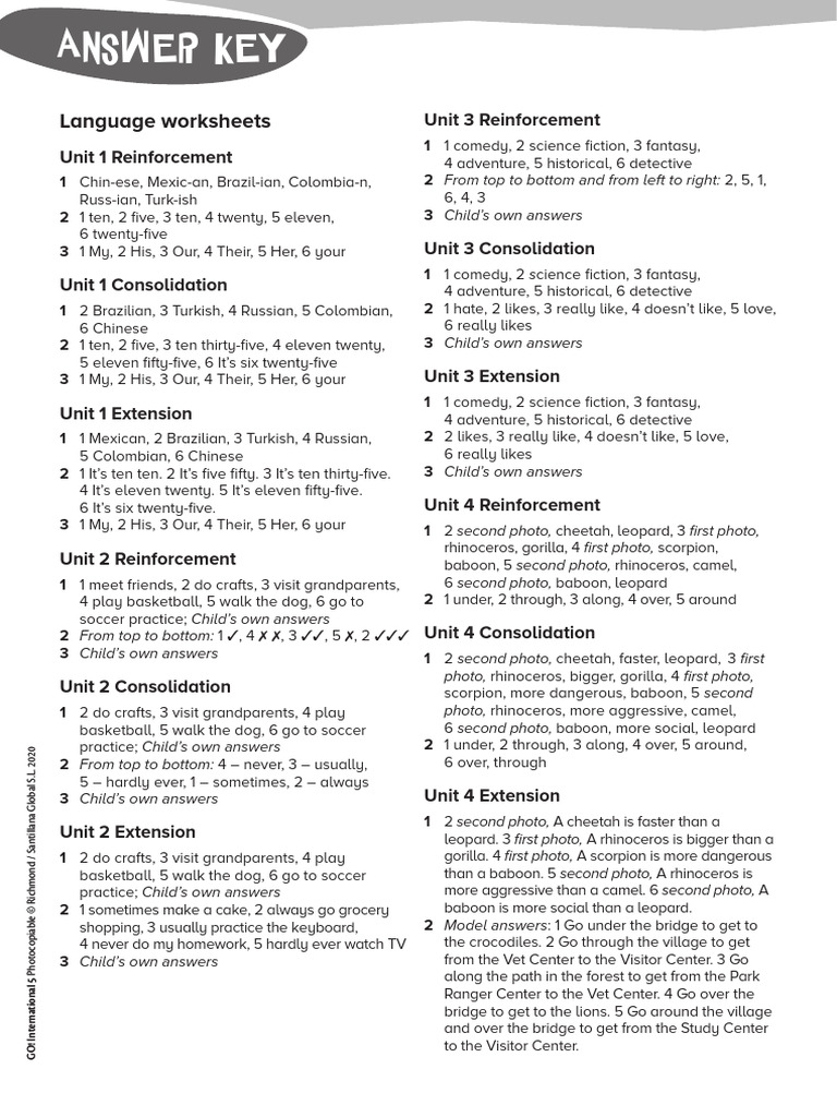 Go_Int_5_Language_Worksheets_Answer_Key | PDF