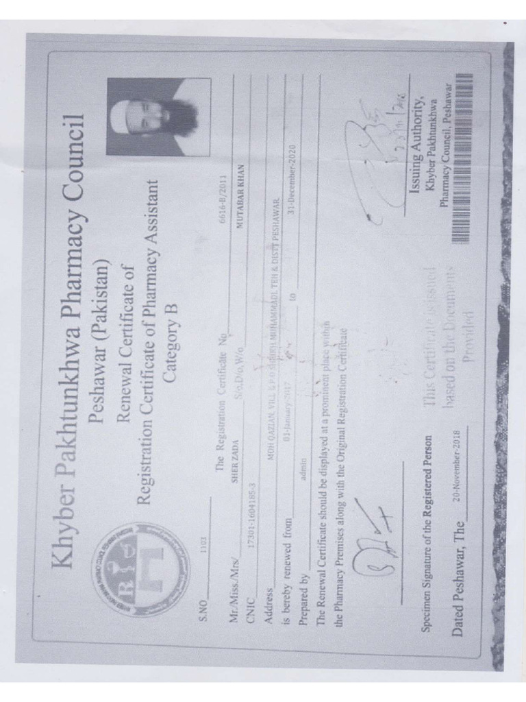 8B Retail Store Category A B Renewal 9654 SHER ZADA 1 | PDF