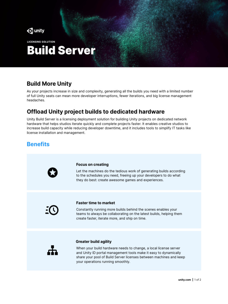 One Sheet Unity Build Server FEB23 EXT 1 | PDF | Unity (Game Engine) | Server (Computing)